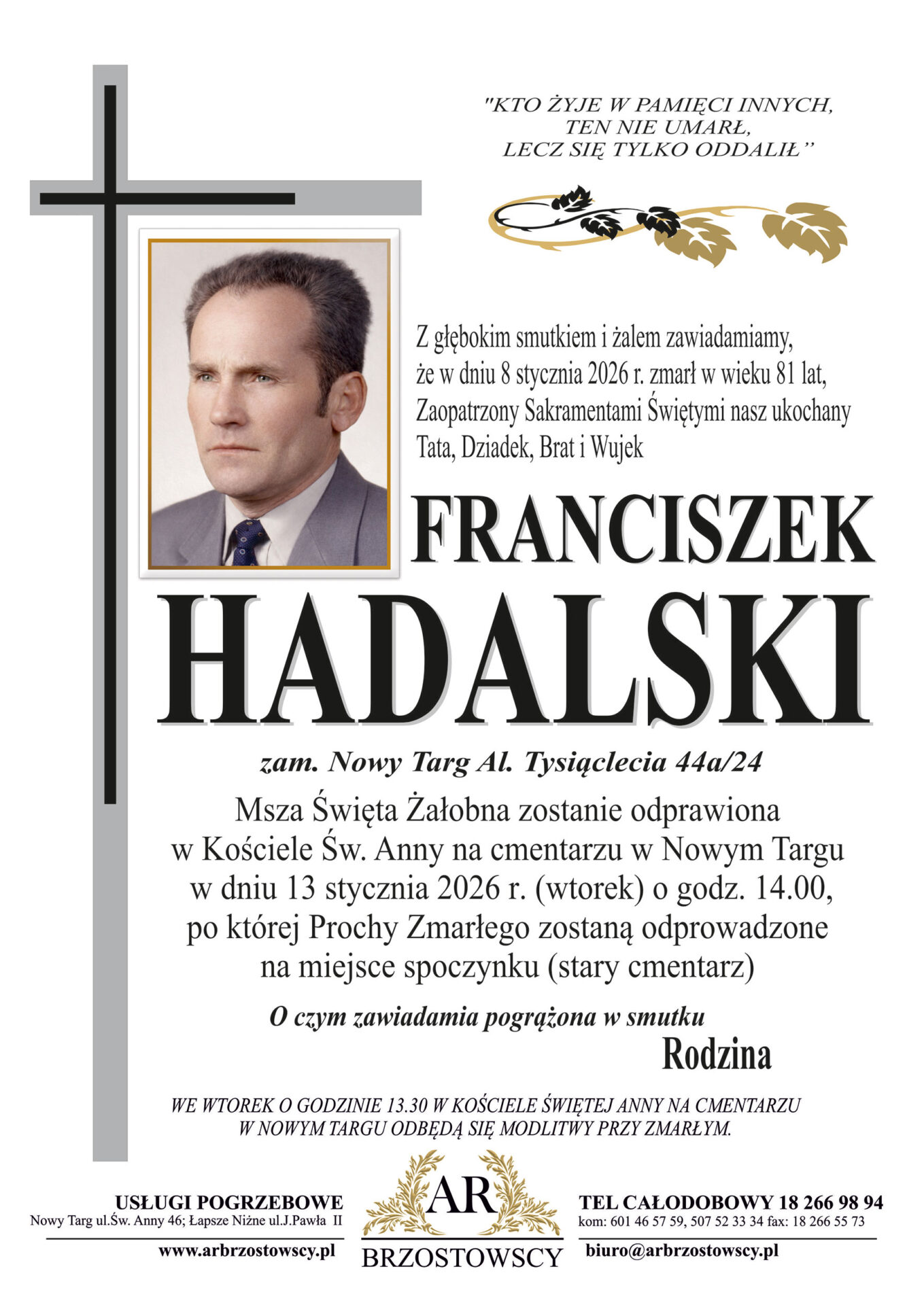 Franciszek Hadalski - NowyTarg24.tv